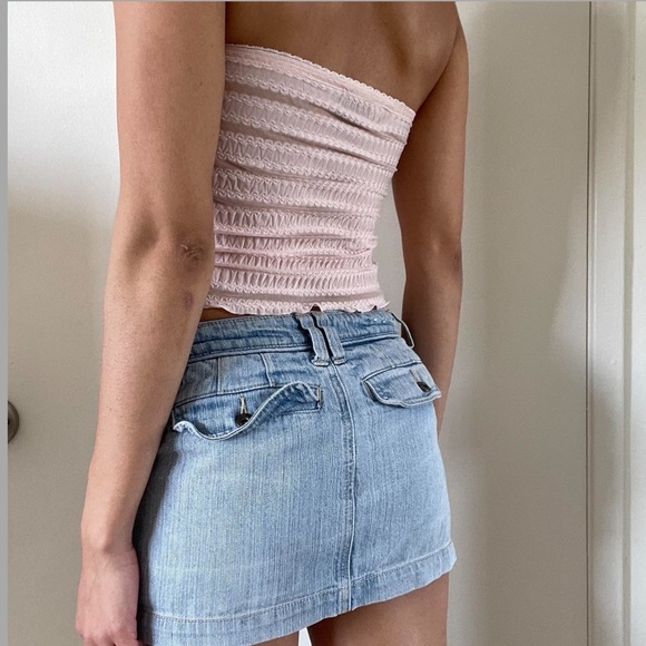 Tops | Handmade Pink Lace Heart Tube Top With Bow Extra Small | Poshmark